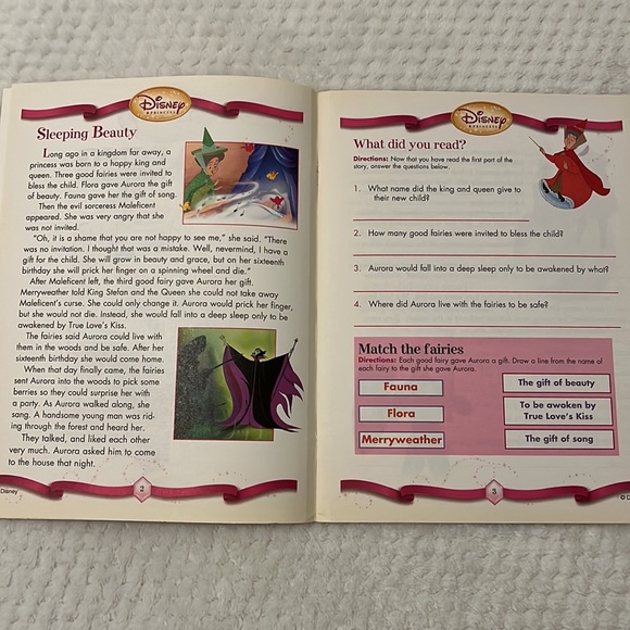 Other | Disney Princess Reading Comprehension Learning Workbook | Poshmark